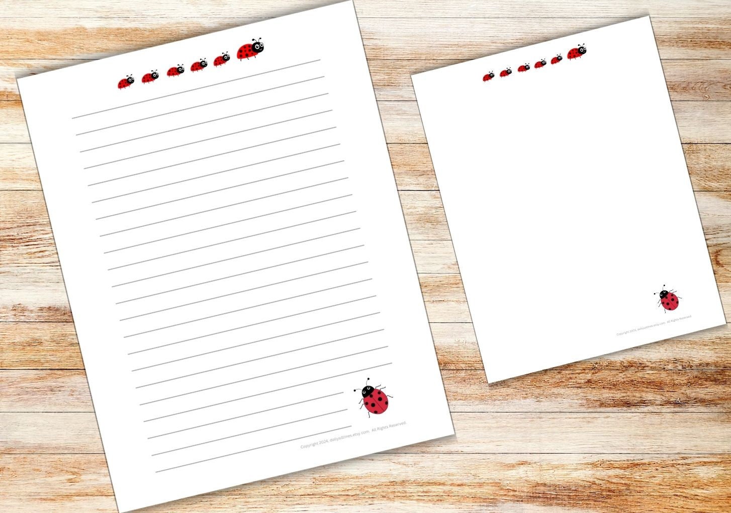 Ladybug Printable Stationary Set With Envelope Printable Stationary ...