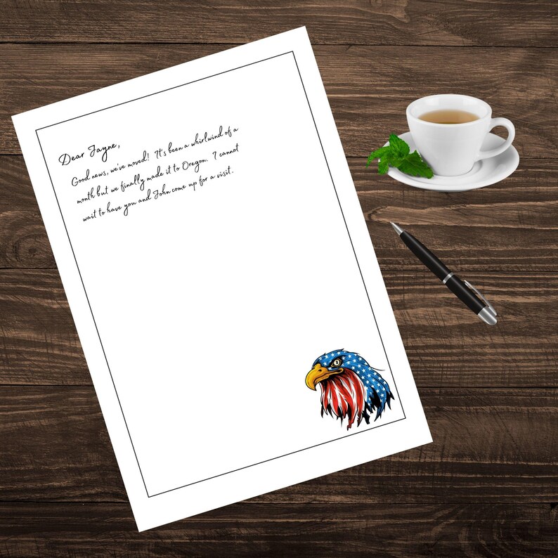 American Eagle Printable Stationary Set | Matching Envelope | Writing ...