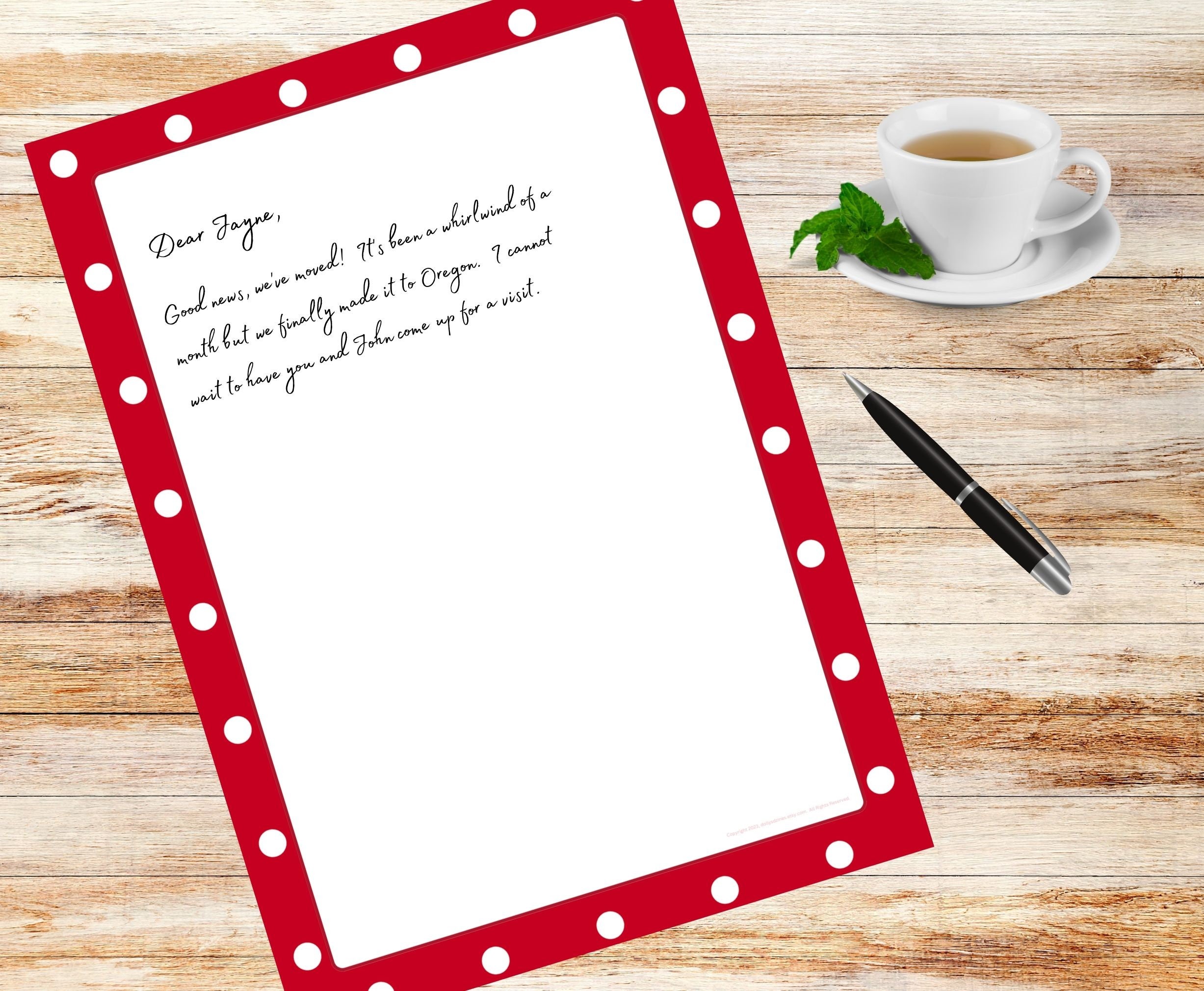Red Polka Dot PRINTABLE Stationery Writing Paper Stationary Letter ...
