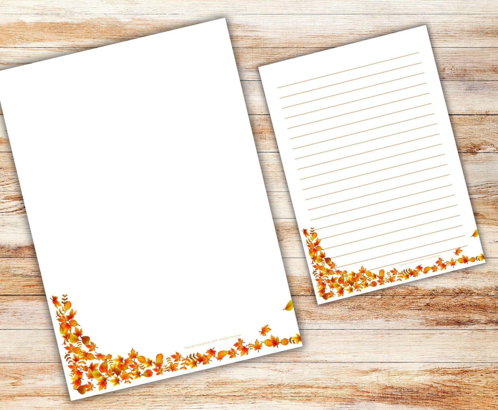 Fall Leaves PRINTABLE Stationery Writing Paper Stationary Letter Lined ...
