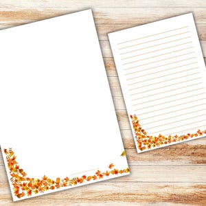 Fall Leaves PRINTABLE Stationery Writing Paper Stationary Letter Lined ...