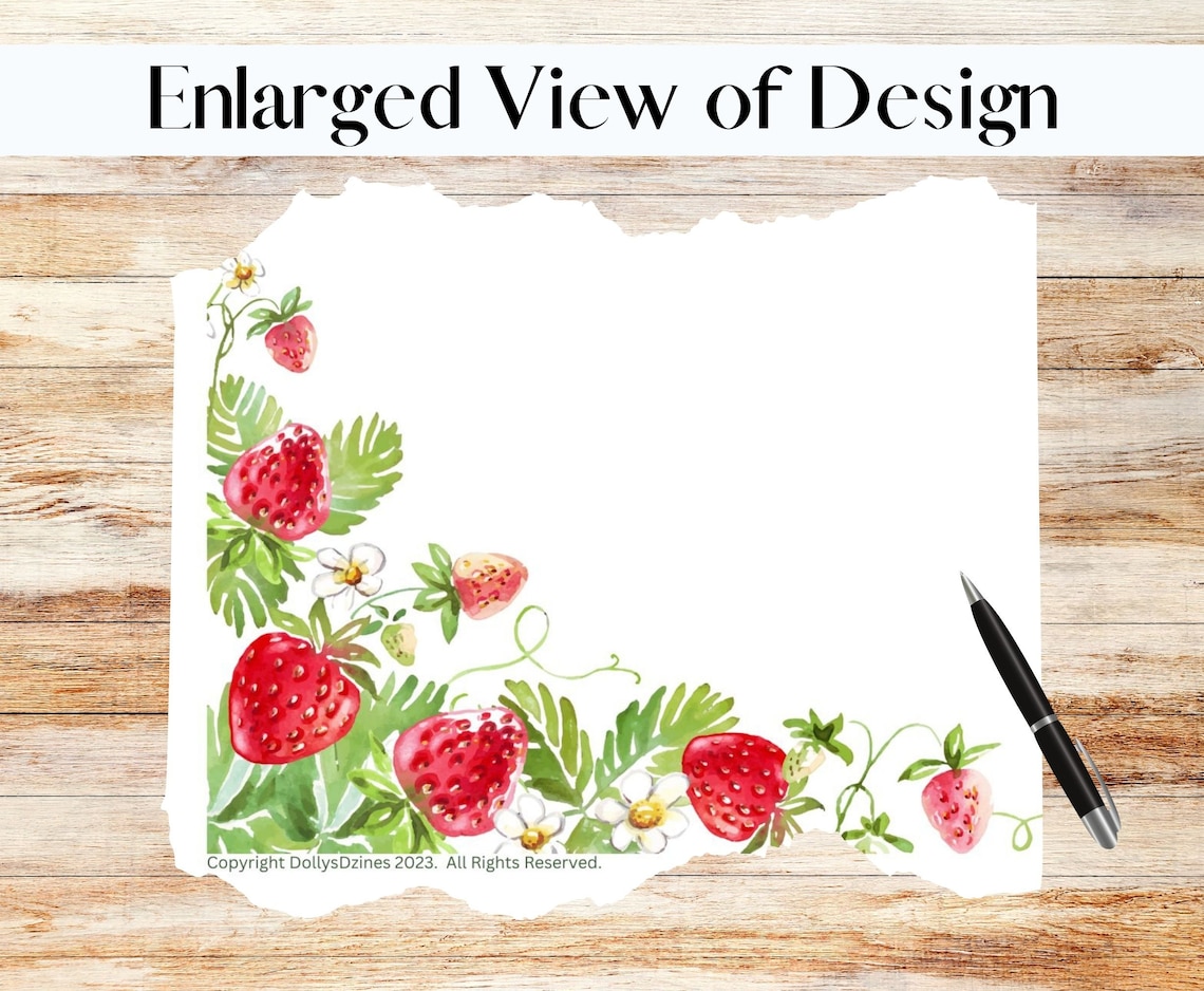 Strawberries Printable Stationary Set With Envelope, Writing Paper, US ...
