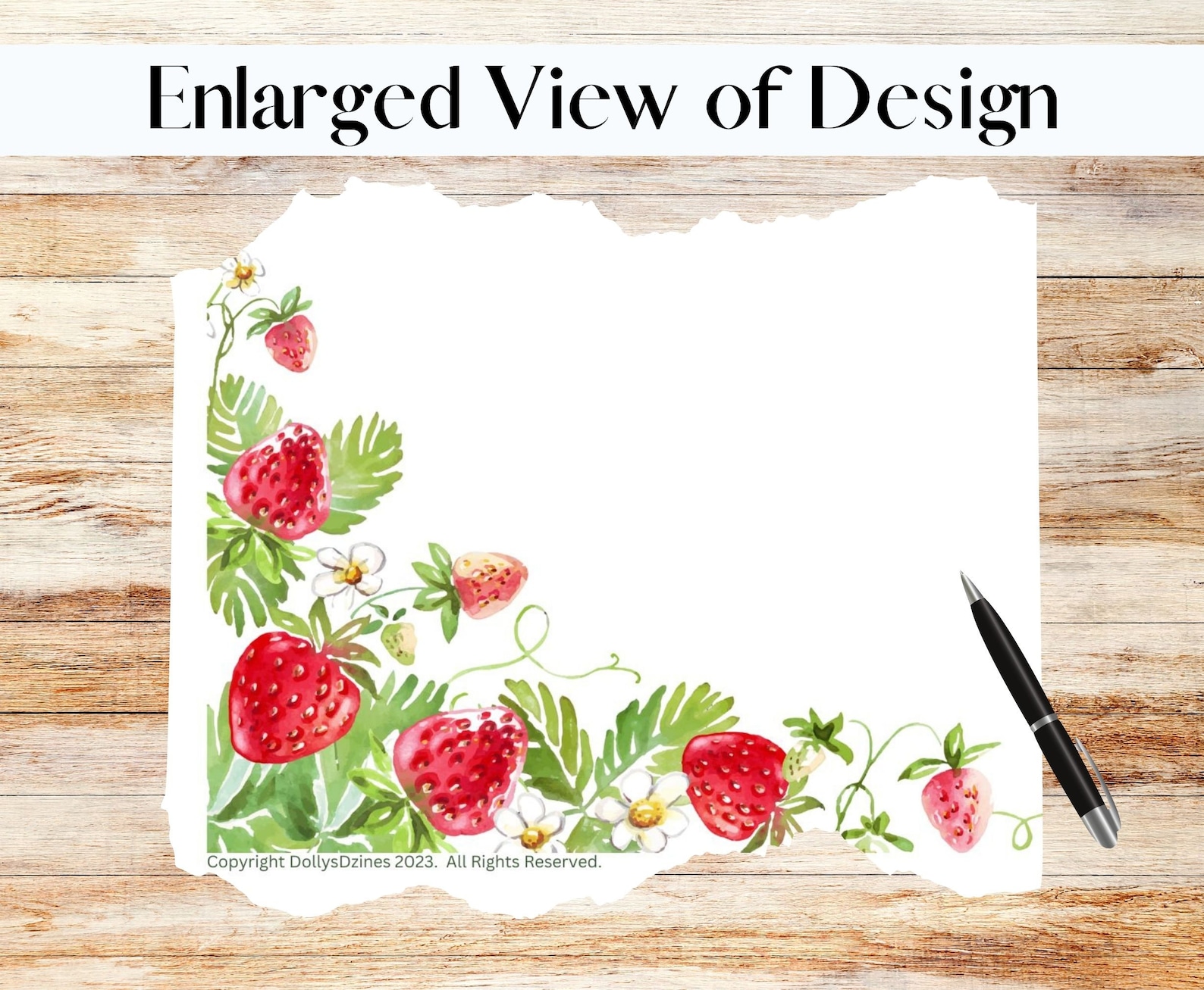 Strawberries Printable Stationary Set With Envelope, Writing Paper, US ...