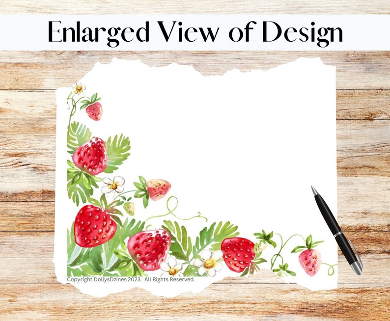 Strawberries Printable Stationary Set With Envelope, Writing Paper, US ...