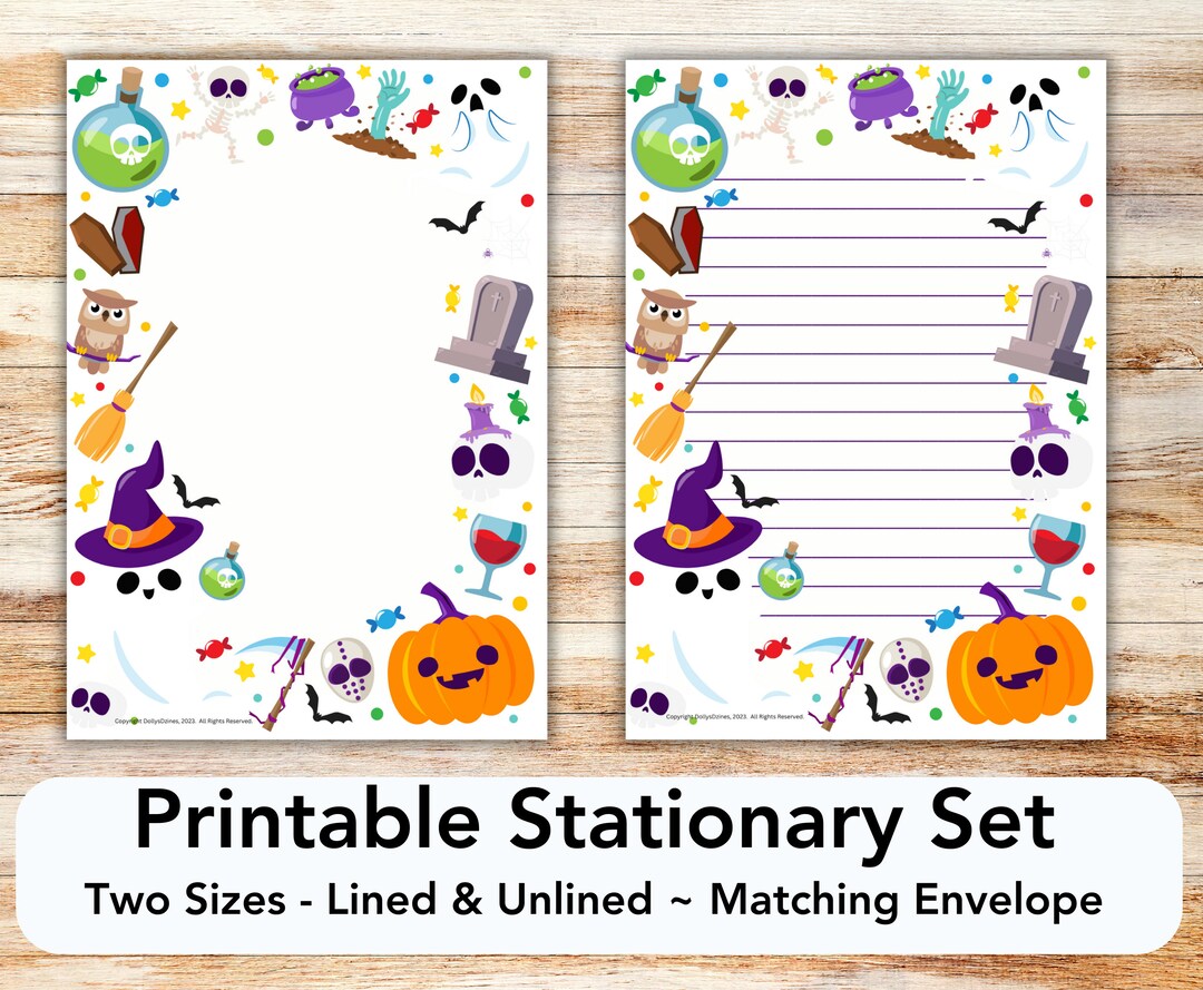 Halloween Printable Stationary Set With Envelope, Writing Paper, US ...