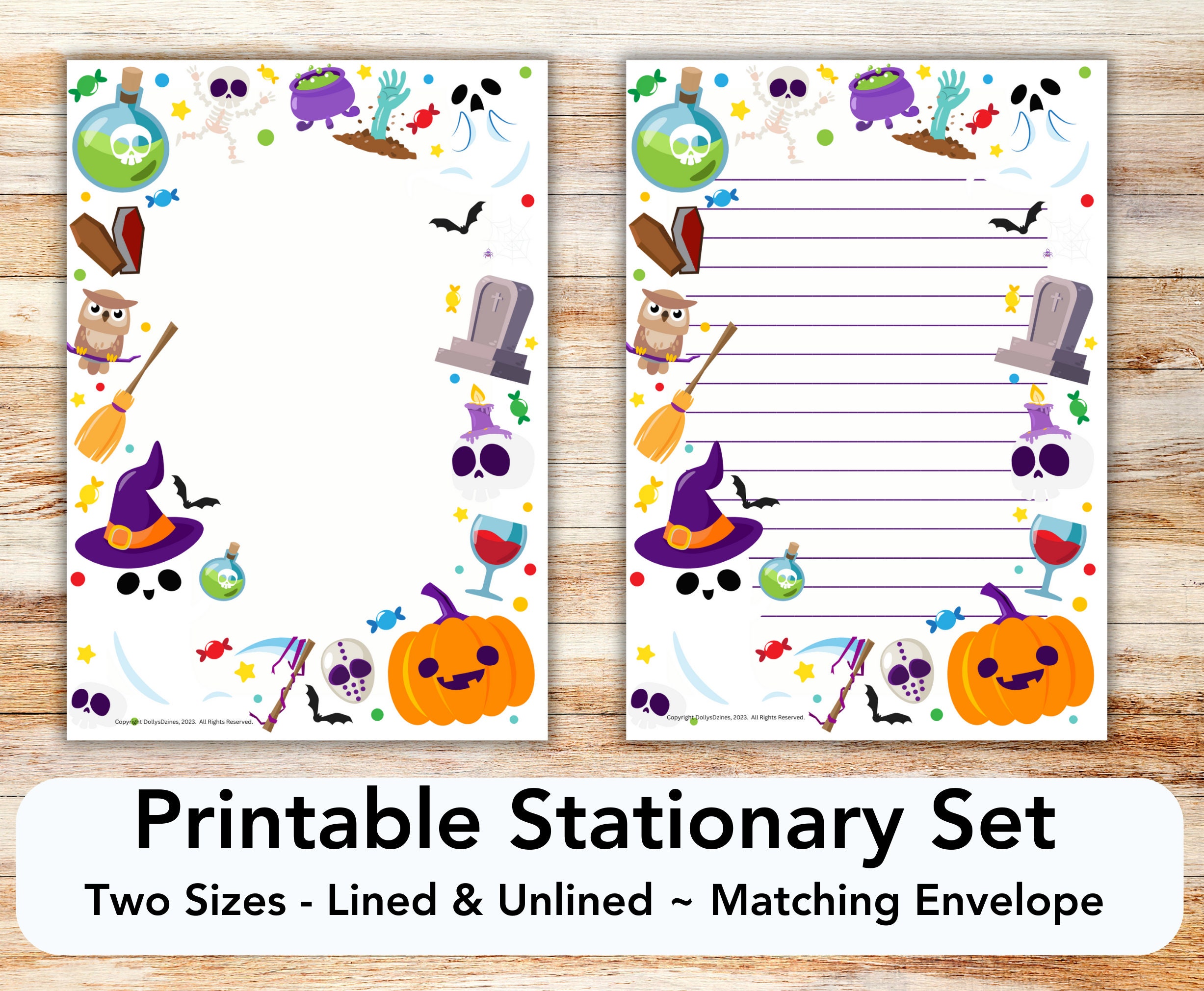 Halloween Printable Stationary Set With Envelope, Writing Paper, US ...