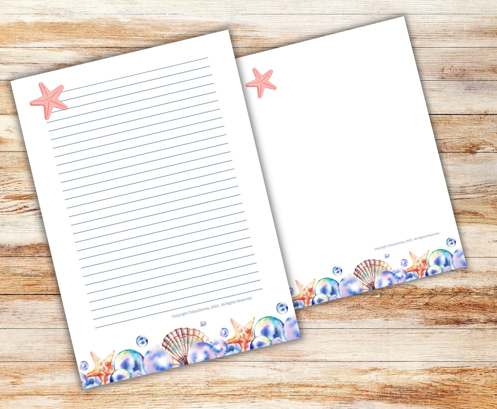 Seashell Printable Stationary Set With Envelope, Writing Paper, US ...