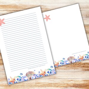 Seashell Printable Stationary Set With Envelope, Writing Paper, US ...