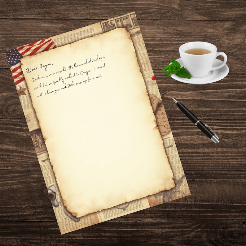 Patriotic PRINTABLE Stationery Writing Paper Stationary Lined Unlined ...