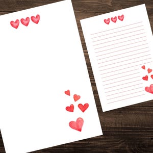 Hearts PRINTABLE Stationary Set Valenine’s Day Red Hearts Love Romance ...