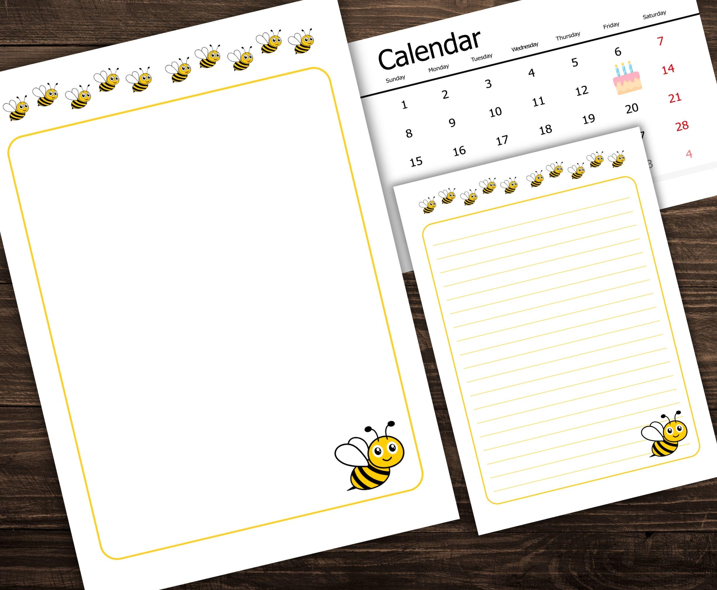 Bee Printable Stationary Set | Matching Envelope | Writing Paper ...
