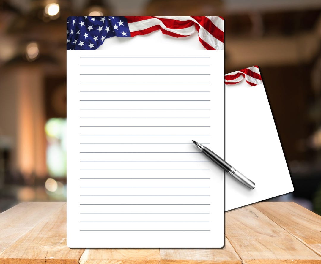 USA Flag PRINTABLE Stationery Writing Paper Stationary Letter Note ...