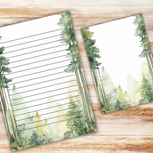 Forest Printable Stationary Set With Envelope, Writing Paper, US Letter ...