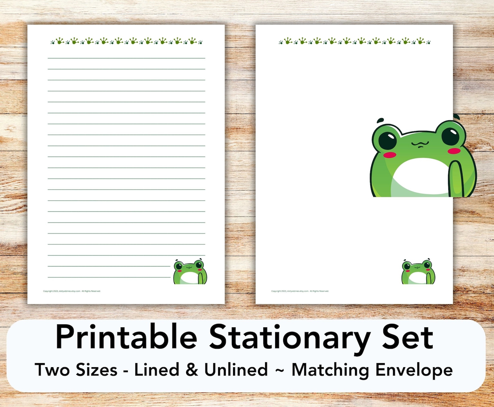Frog PRINTABLE Stationary Set With Envelope Printable Stationary Paper ...