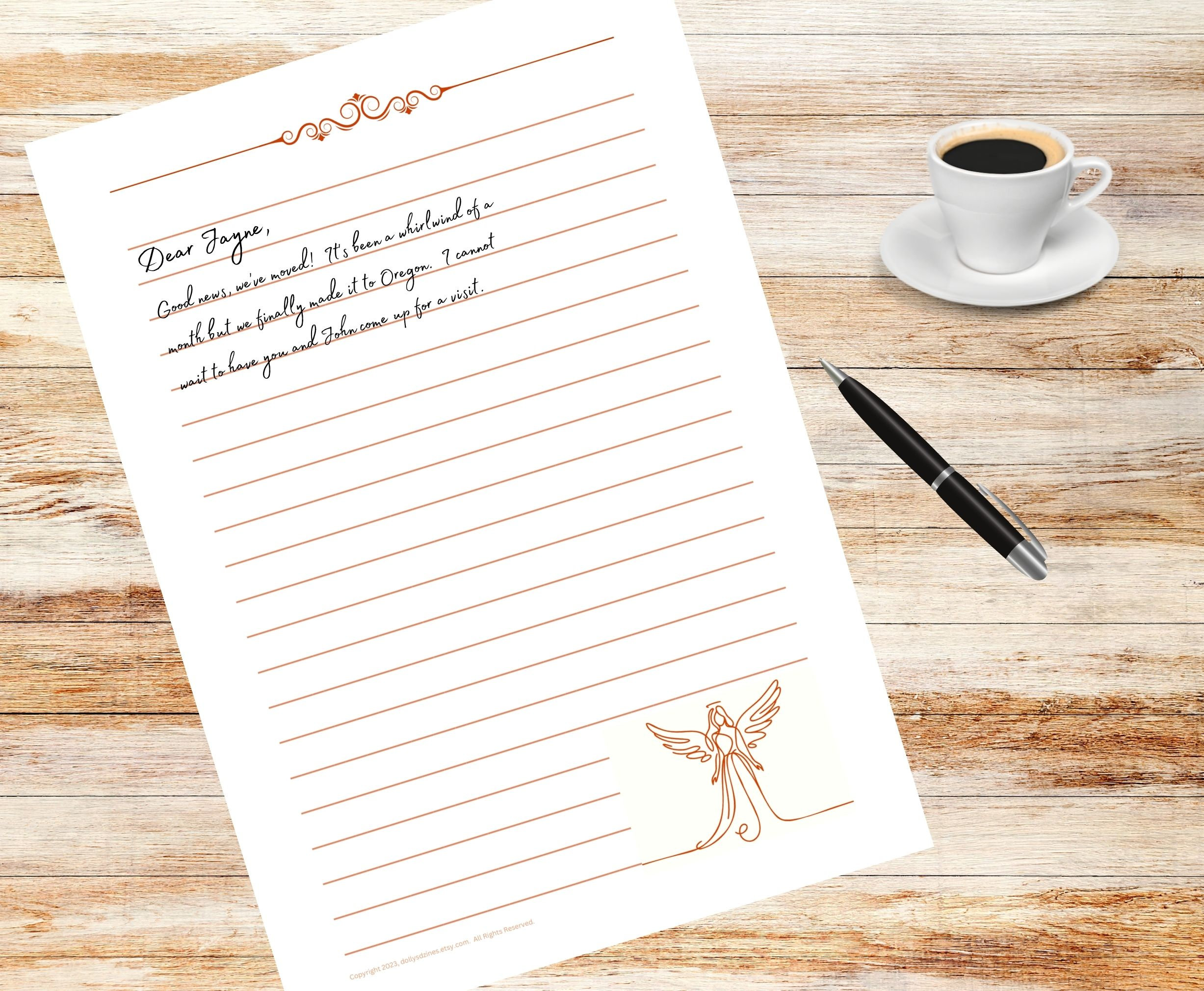 Angels PRINTABLE Stationery Writing Paper Stationary Letter Writing ...