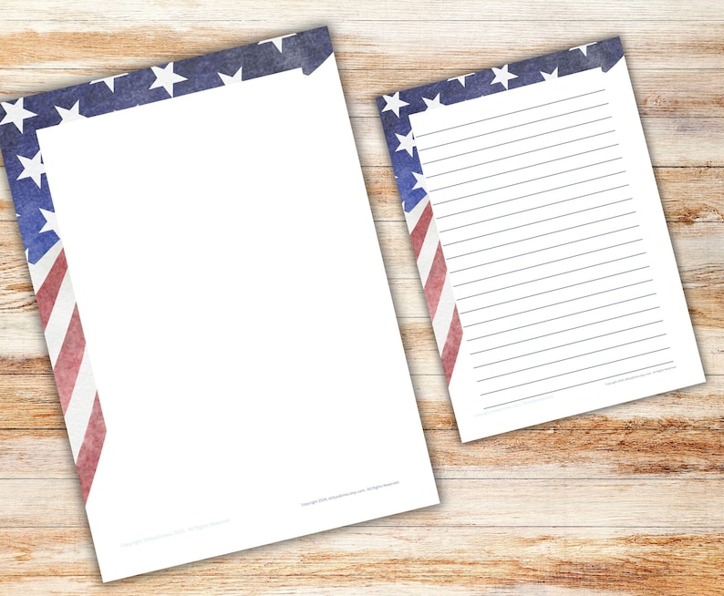 American Flag PRINTABLE Stationery Writing Paper Stationary Letter ...
