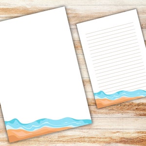Beach PRINTABLE Stationery Summer Stationary Ocean Waves Sea Sand Dunes ...