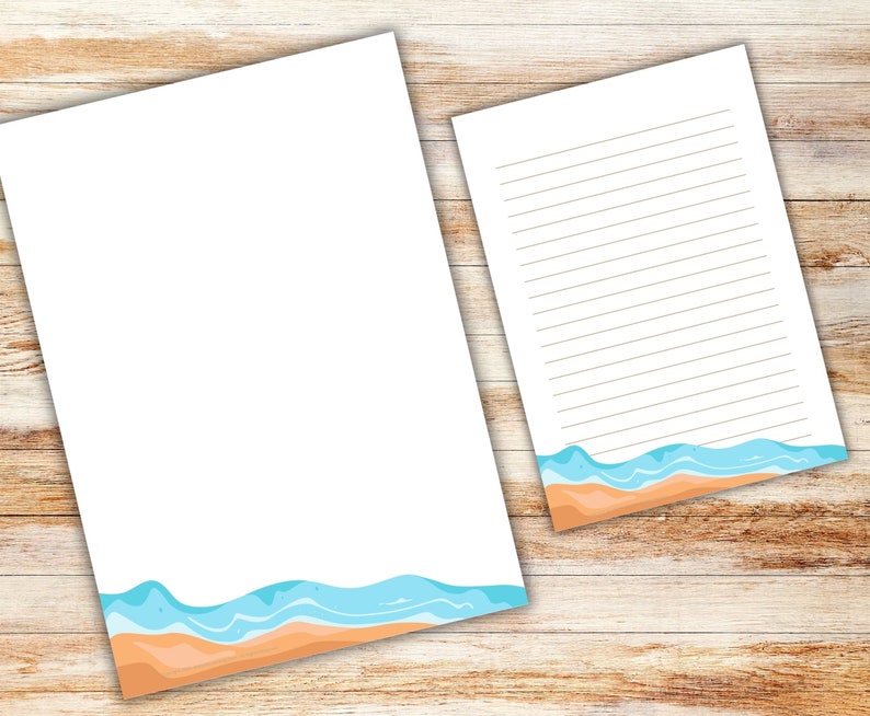Beach PRINTABLE Stationery Summer Stationary Ocean Waves Sea Sand Dunes ...