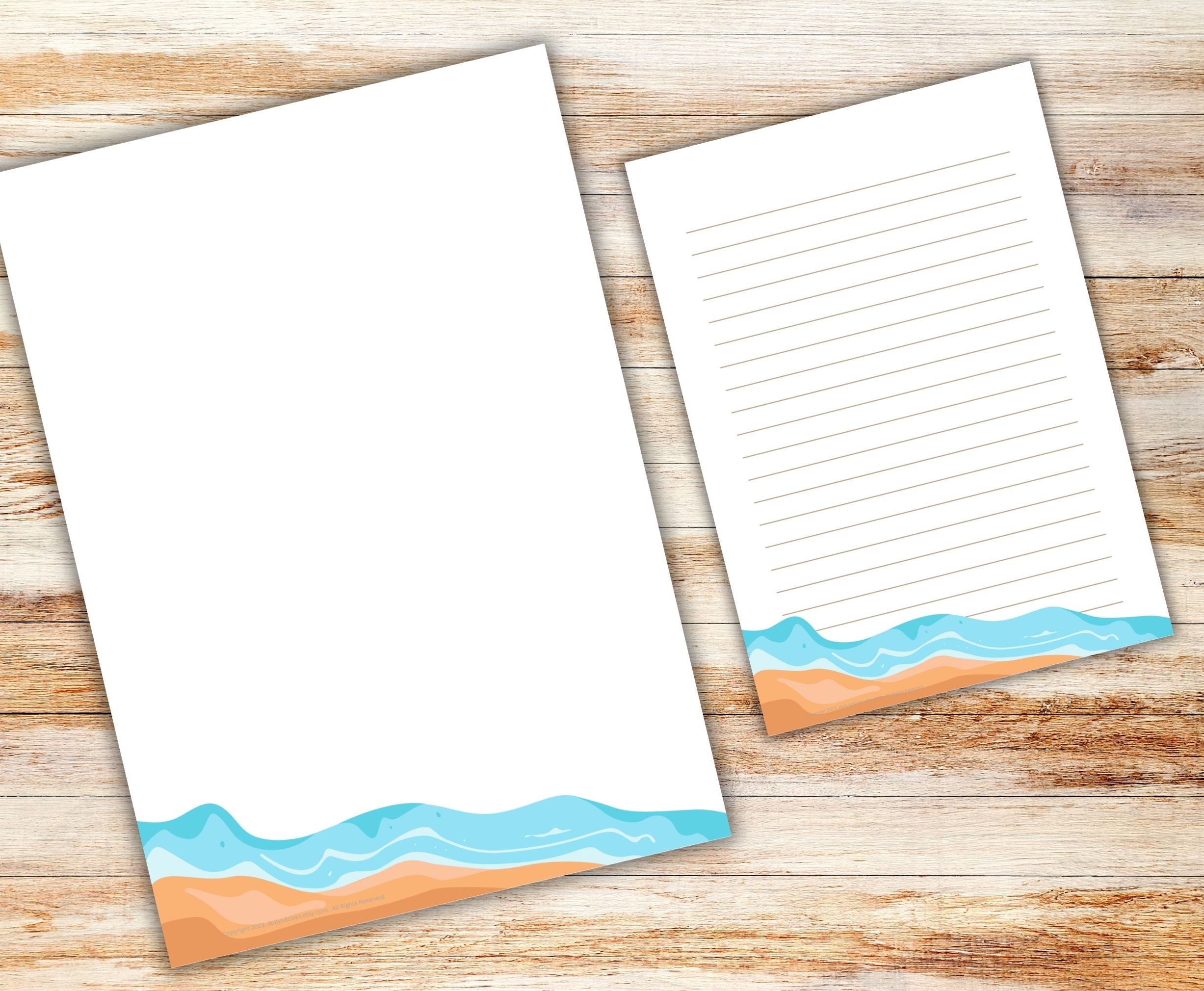 Beach PRINTABLE Stationery Summer Stationary Ocean Waves Sea Sand Dunes ...