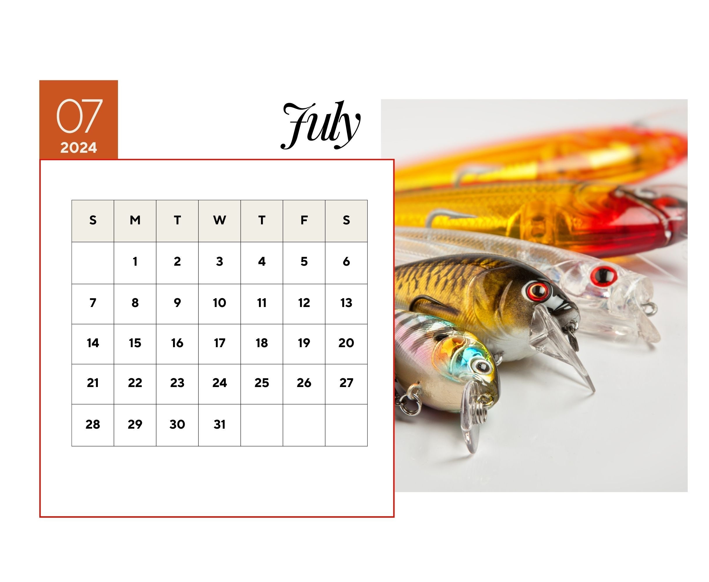 2024 Wall Calendar 2024 Fishing Lure Calendar 2024 Wall Calendar ...