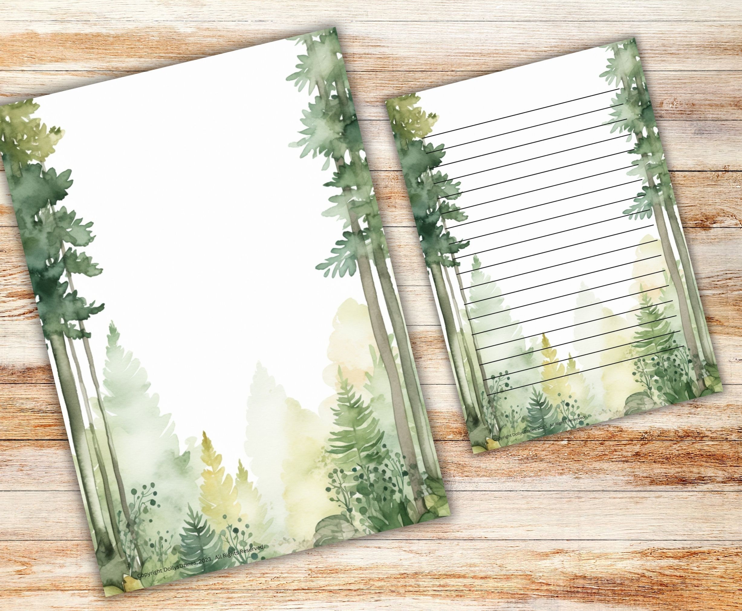 Forest Printable Stationary Set With Envelope, Writing Paper, US Letter ...