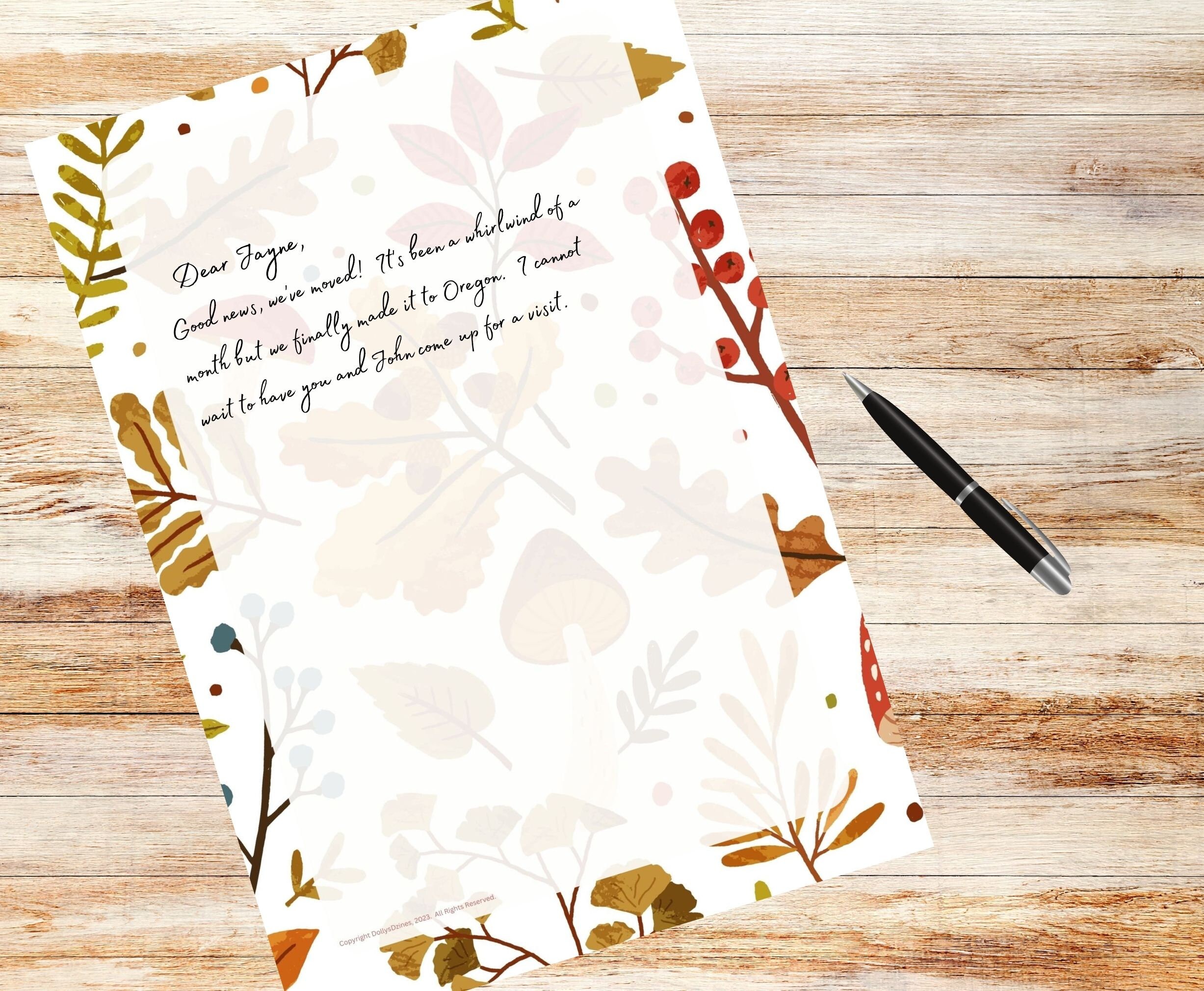 Fall Leaves Printable Stationary Set With Envelope, Writing Paper, US ...