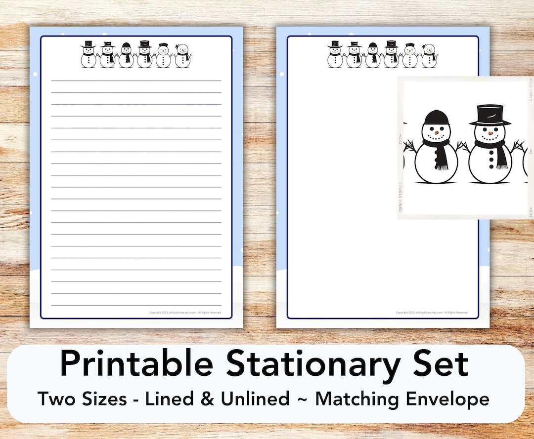 Snowman Christmas Stationery, Printable Christmas Stationery, Christmas ...