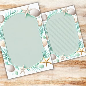 Seashell Printable Stationary Set With Envelope, Writing Paper, US ...