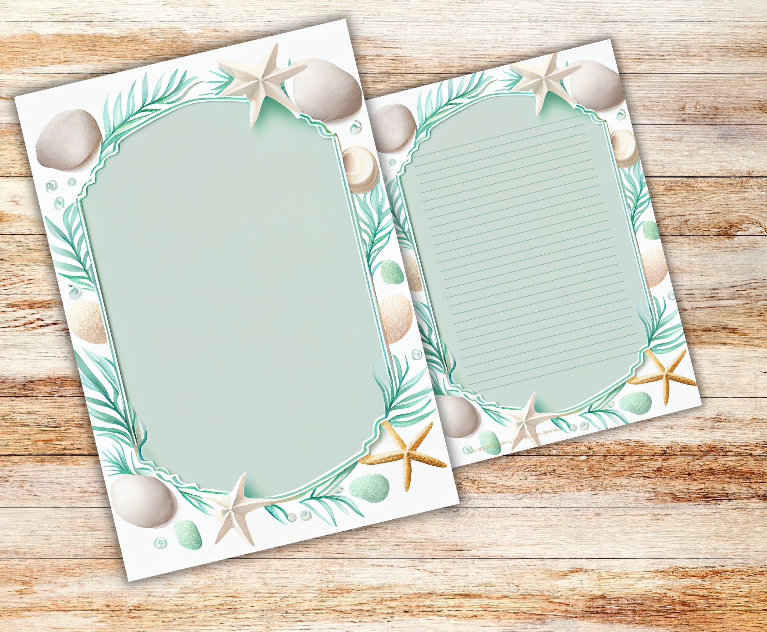 Seashell Printable Stationary Set With Envelope, Writing Paper, US ...