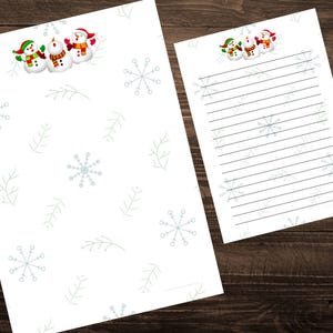 Snowman PRINTABLE Stationery Writing Paper Stationary Letter Lined ...