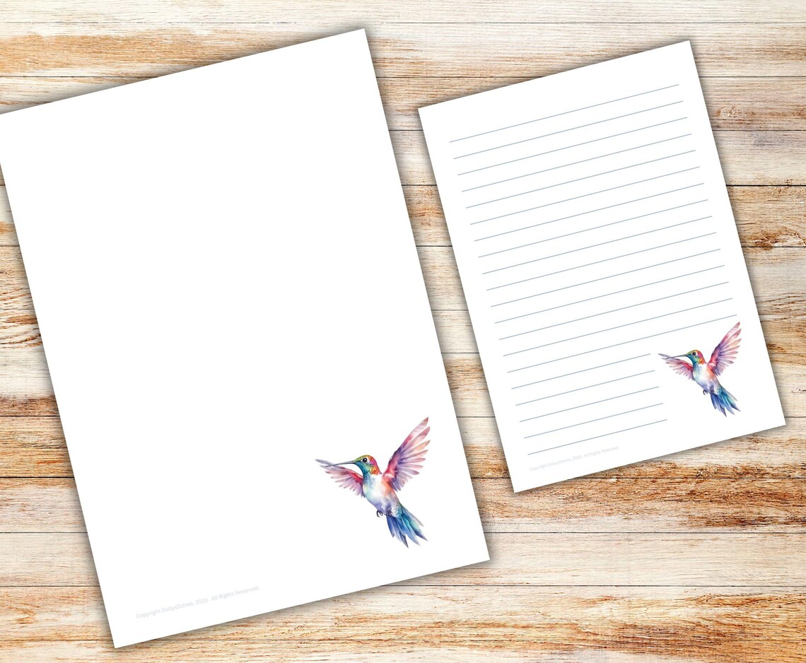 Hummingbird PRINTABLE Stationery With Envelope, Writing Paper, US ...