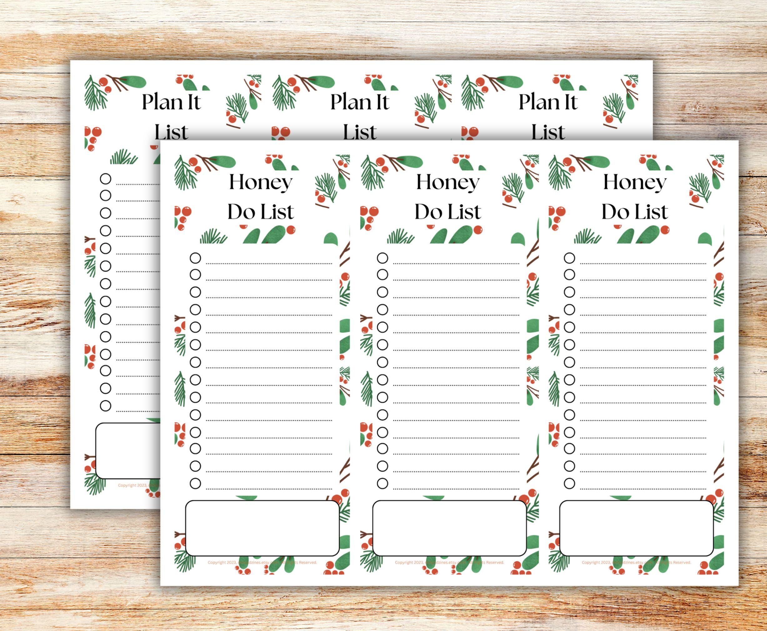 Holly PRINTABLE Lists, Grocery List, Shopping List, to Do List, Honey ...