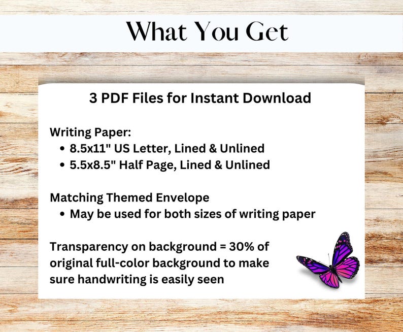 Purple Butterfly PRINTABLE Stationery Writing Paper Stationary Letter ...