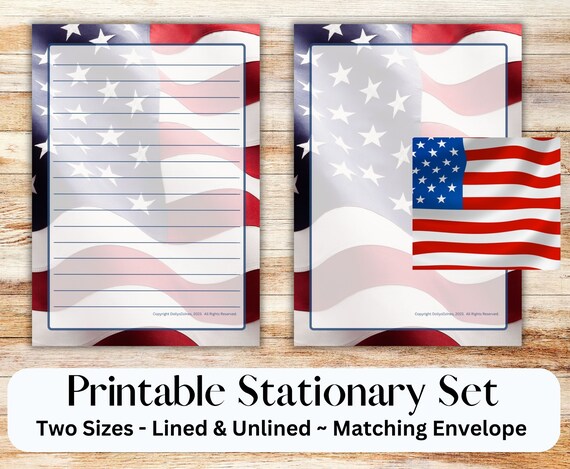 American Flag Writing Paper Printable American Flag Border Paper For