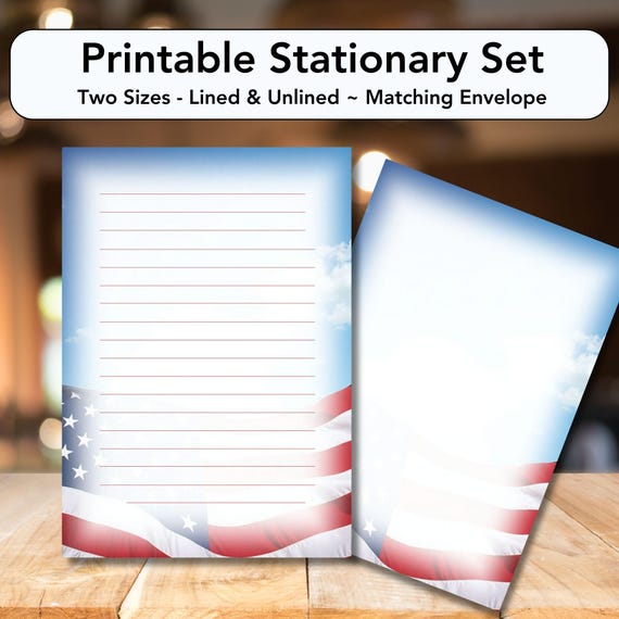Printable Patriotic Stationary With Lines Moons Craft Boutique 4th