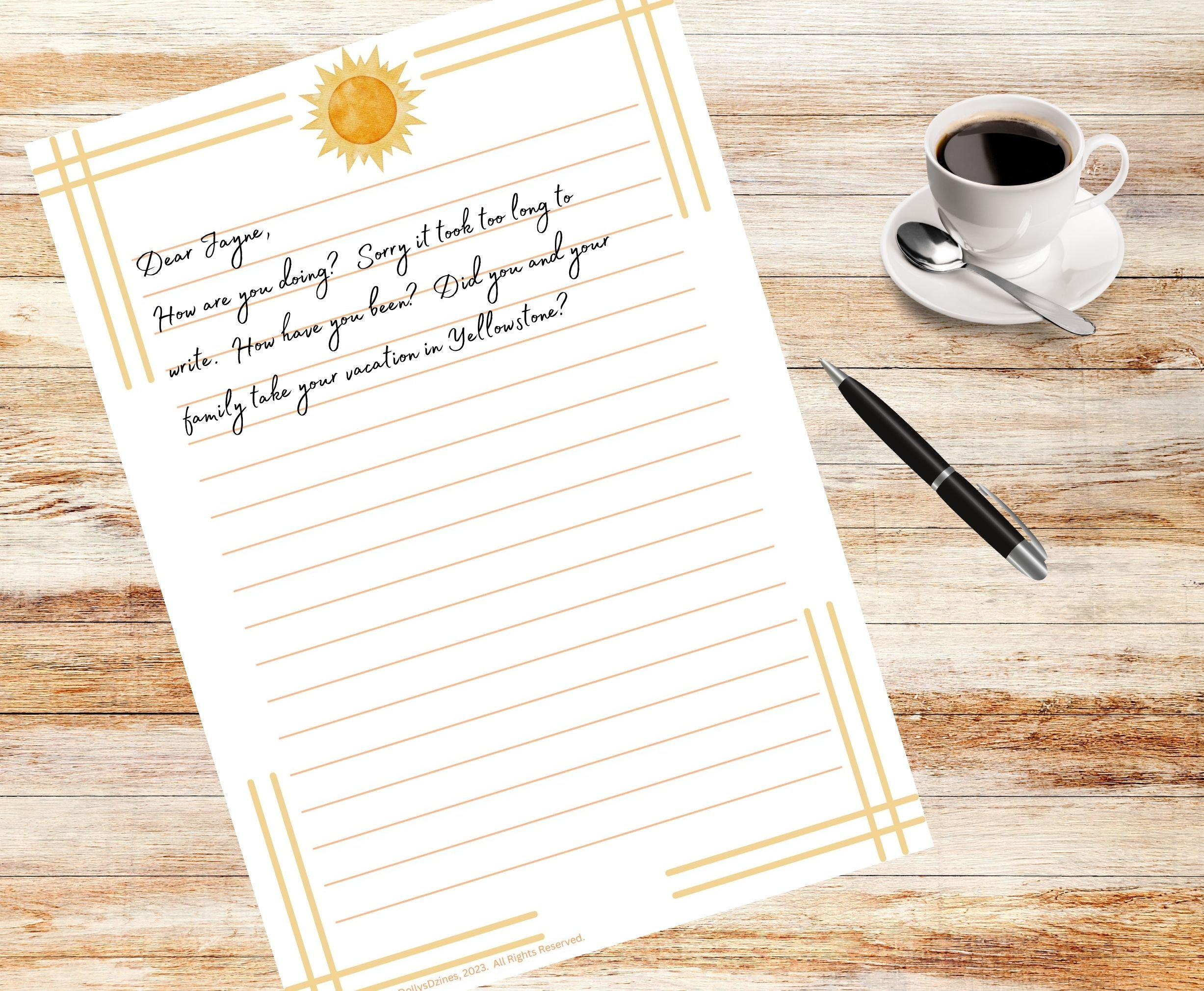 Sunshine Printable Stationary Set With Envelope, Writing Paper, US ...