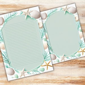 Seashell Printable Stationary Set With Envelope, Writing Paper, US ...