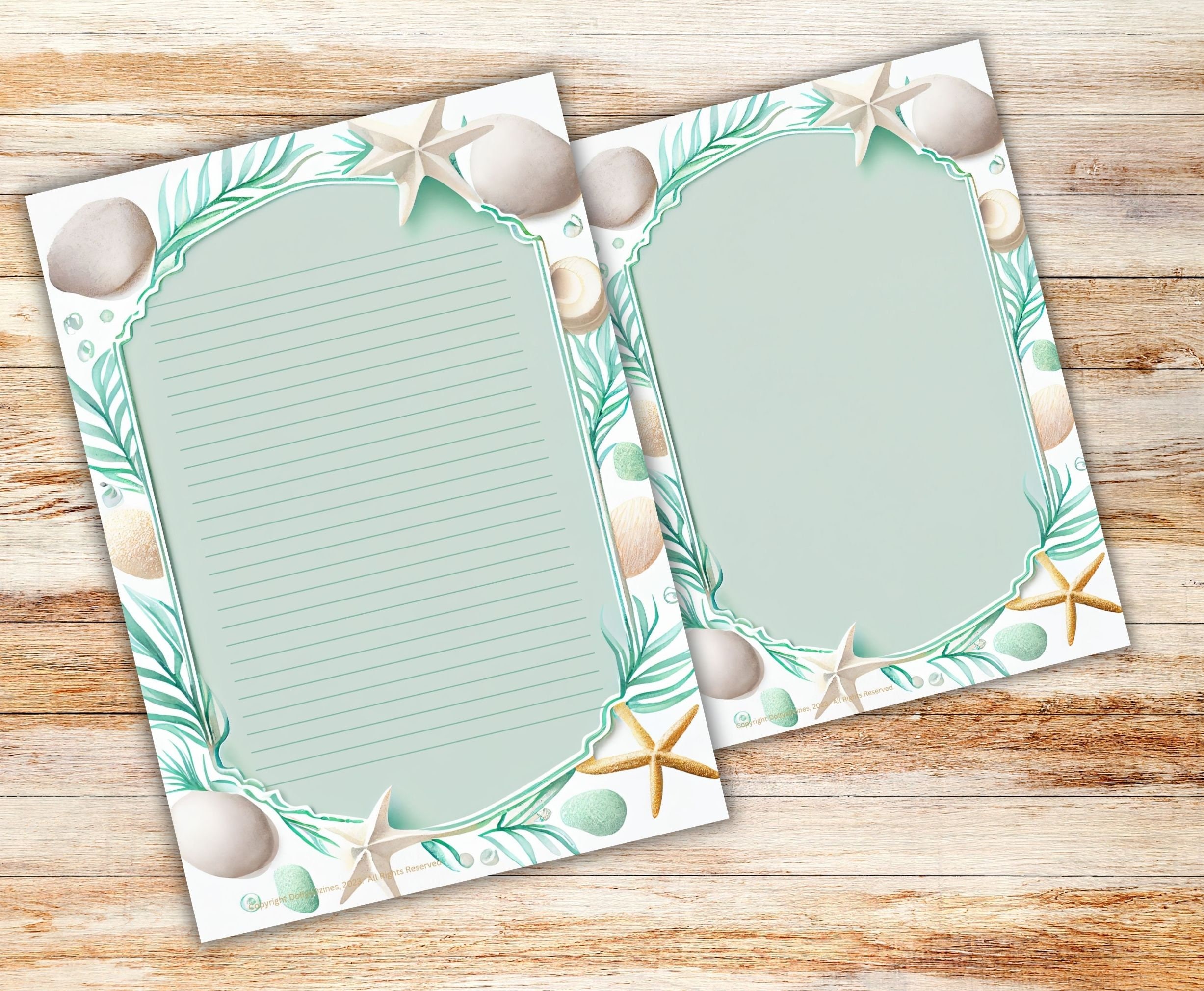 Seashell Printable Stationary Set With Envelope, Writing Paper, US ...