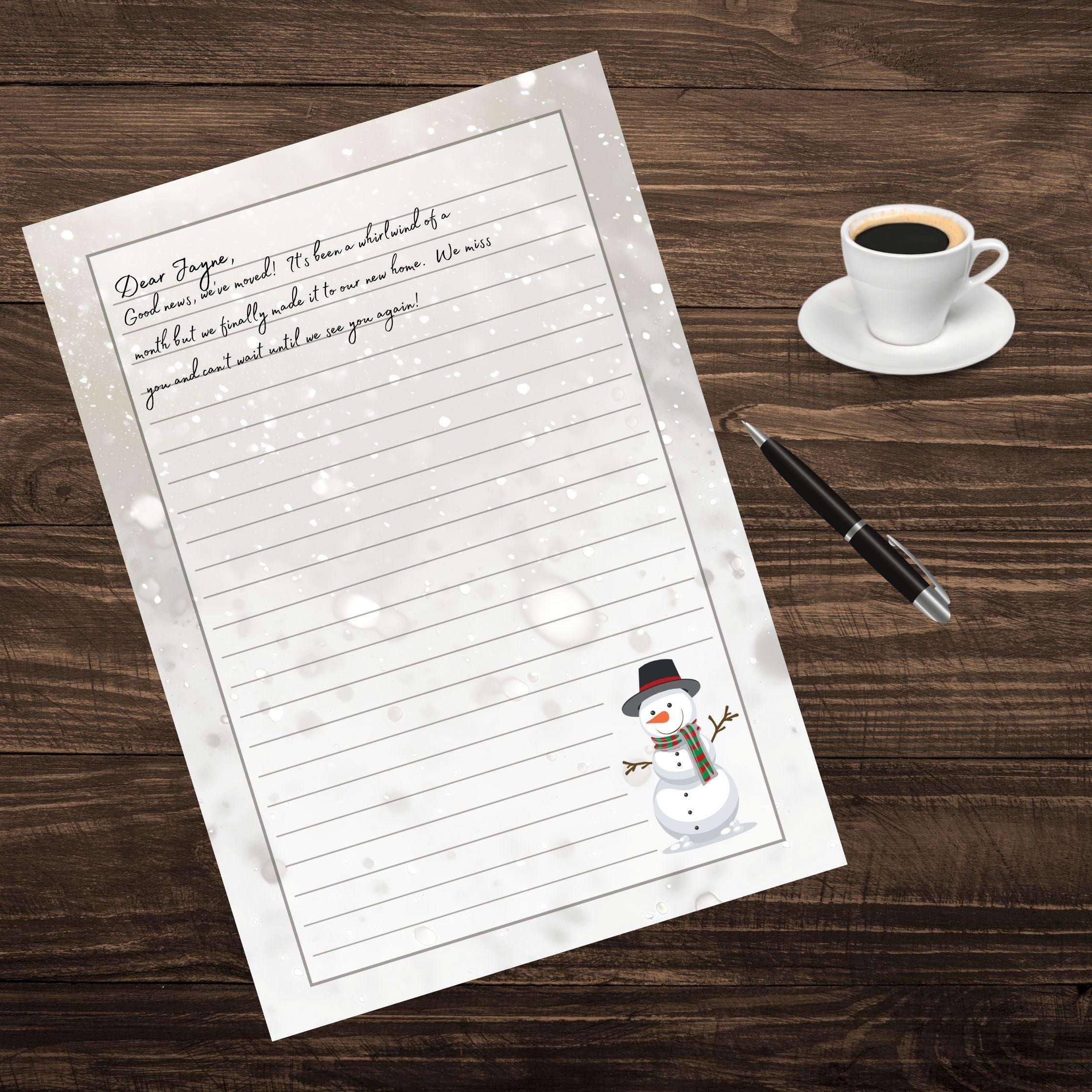 Snowman PRINTABLE Stationery Writing Paper Stationary Letter Lined ...