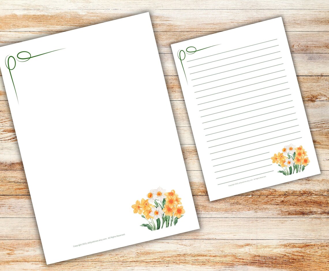 Narcissus PRINTABLE Stationary Set Envelope Printable Stationary Paper ...