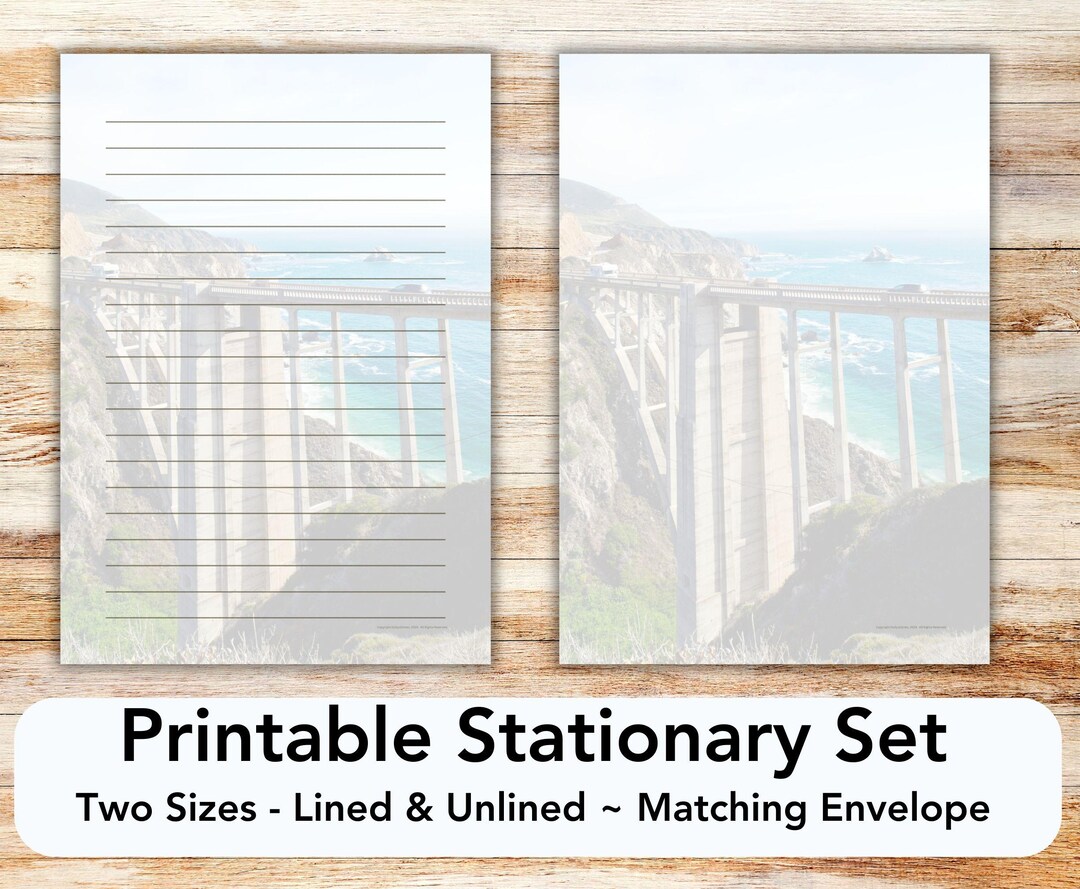 Big Sur PRINTABLE Stationery Writing Paper Stationary Letter Lined ...