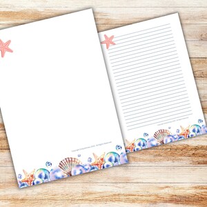Seashell Printable Stationary Set With Envelope, Writing Paper, US ...