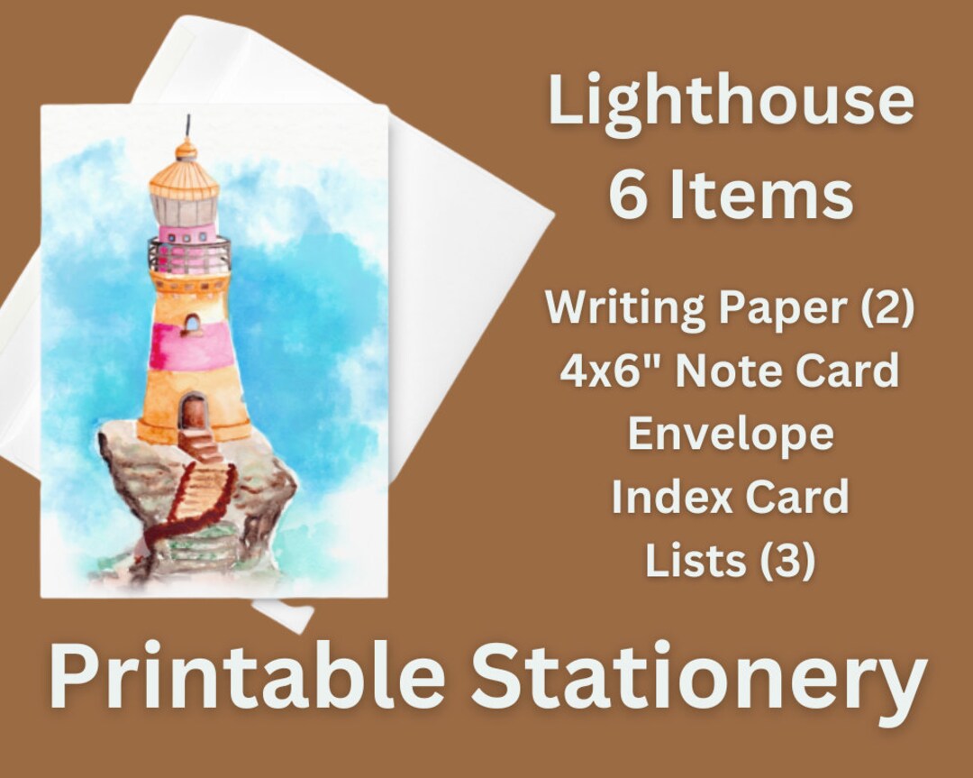 Lighthouse Printable Stationery With Envelope, Writing Paper, Note Card ...