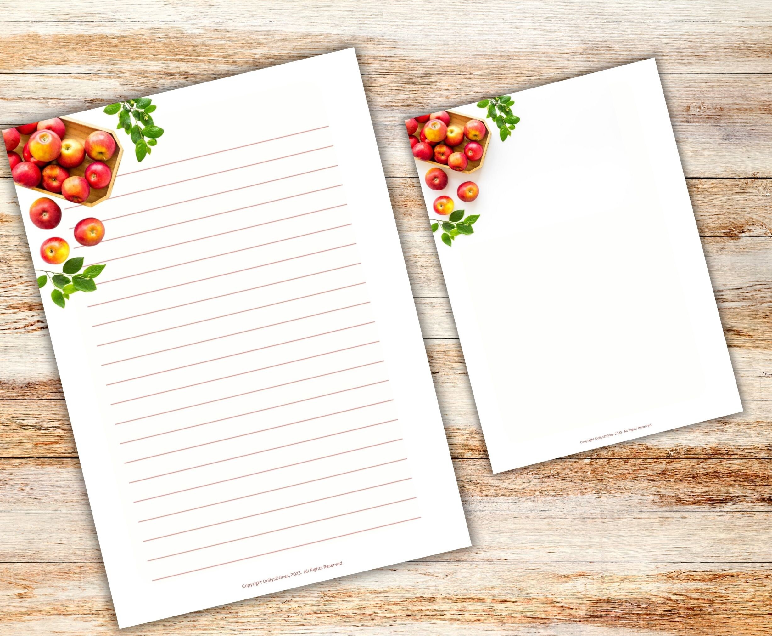 Apple Printable Stationary Set With Envelope, Writing Paper, US Letter ...