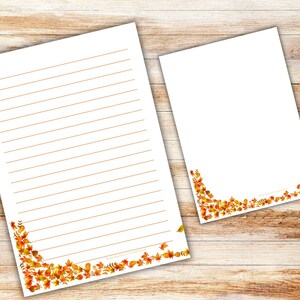 Fall Leaves PRINTABLE Stationery Writing Paper Stationary Letter Lined ...
