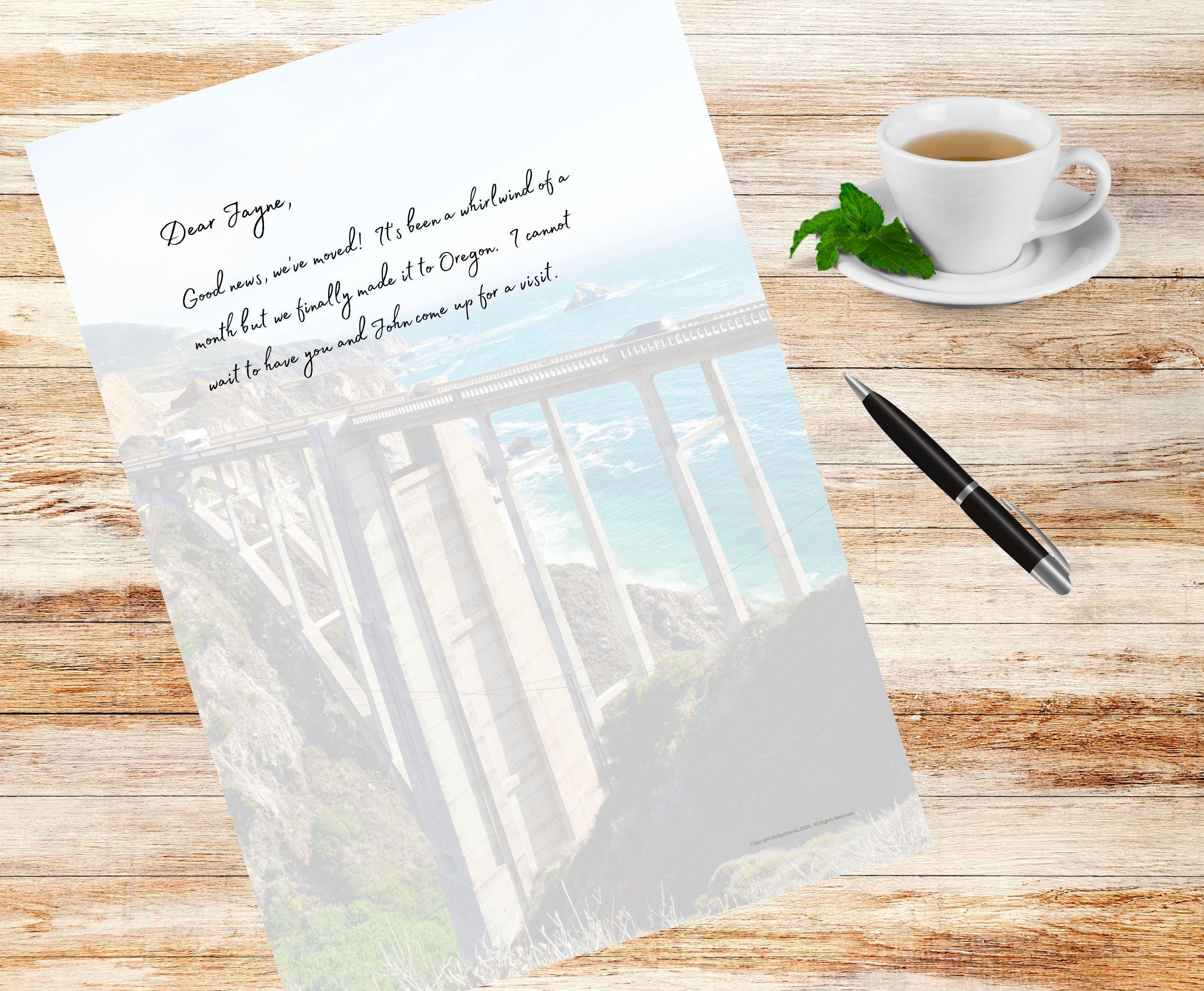 Big Sur PRINTABLE Stationery Writing Paper Stationary Letter Lined ...