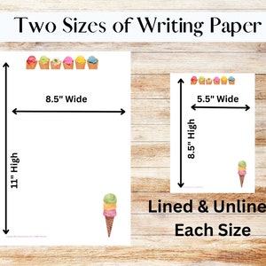 Ice Cream PRINTABLE Stationery Writing Paper Stationary Letter Writing ...