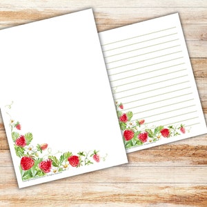 Strawberries Printable Stationary Set With Envelope, Writing Paper, US ...