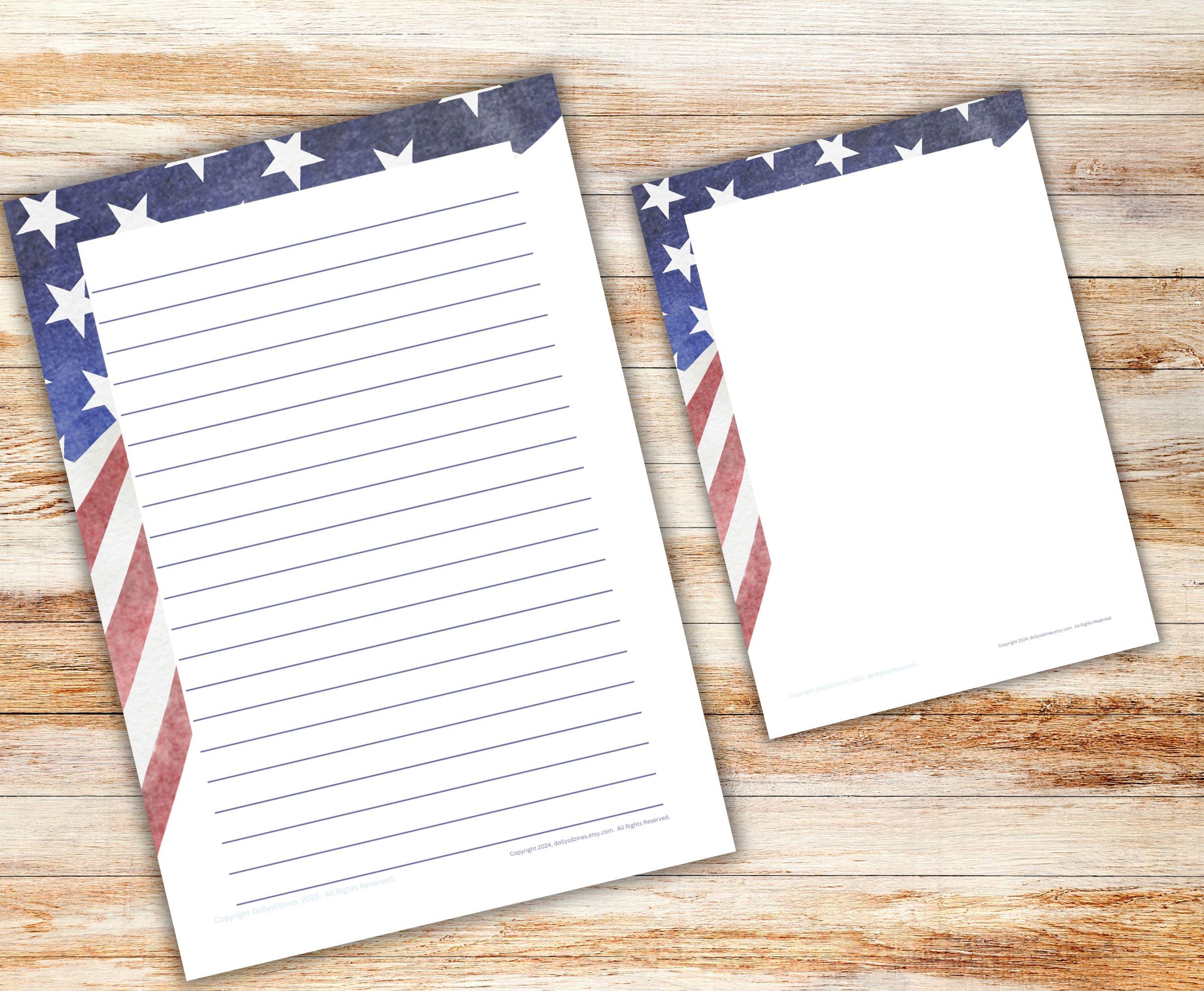 American Flag PRINTABLE Stationery Writing Paper Stationary Letter ...