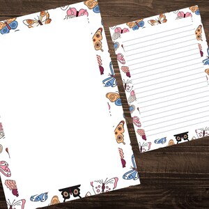 Butterflies PRINTABLE Stationery Writing Paper Stationary Letter Lined ...